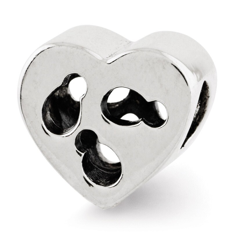 Cut-out Heart Bead - Sterling Silver QRS2922 - HomeBello