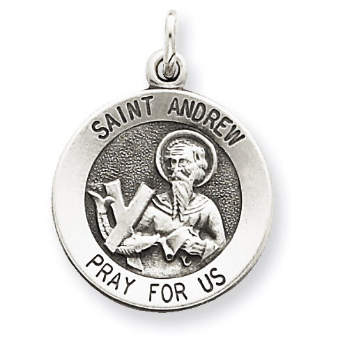 Saint Andrew Medal Antiqued Sterling Silver QC5710 - HomeBello