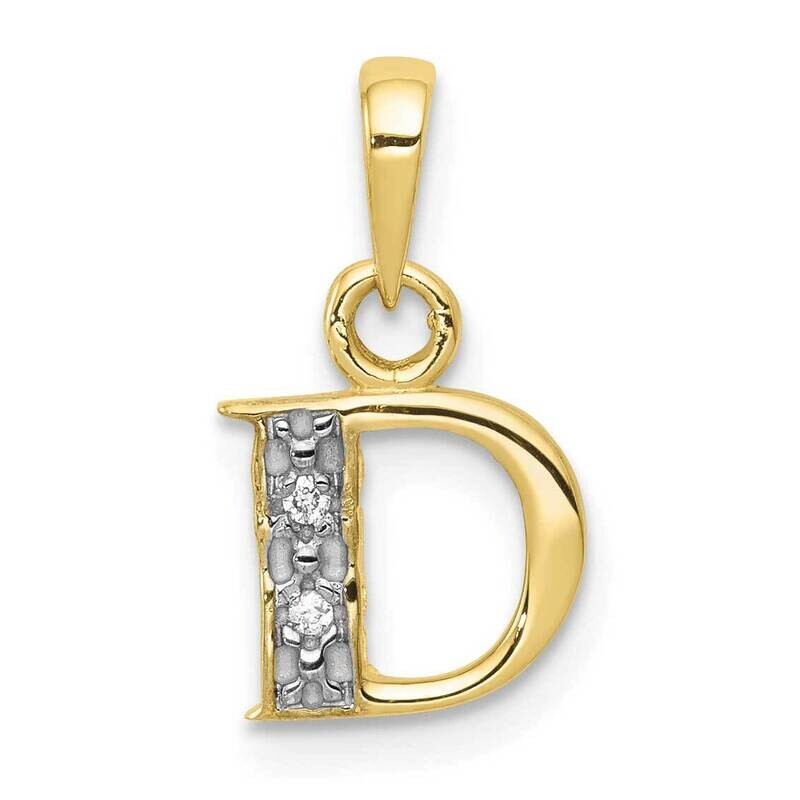 Diamond Initial D Pendant 10k Gold and Rhodium 10YC250D - HomeBello