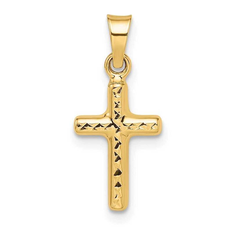 Diamond-Cut Reversible Puffed Cross Pendant 14k Gold Polished XR1878 ...