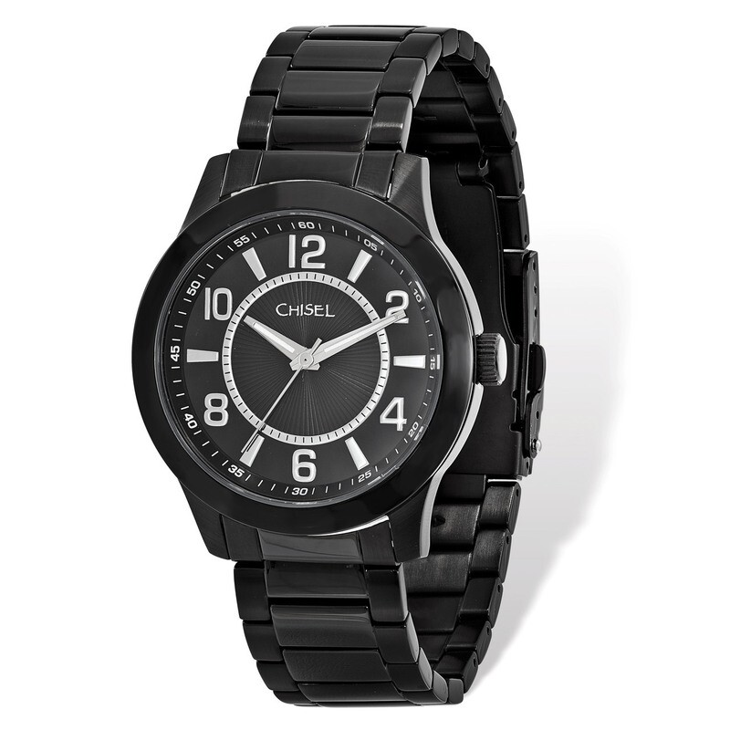 Chisel Black IP-plated Stainless Steel Black Dial Watch Men's TPW91 ...