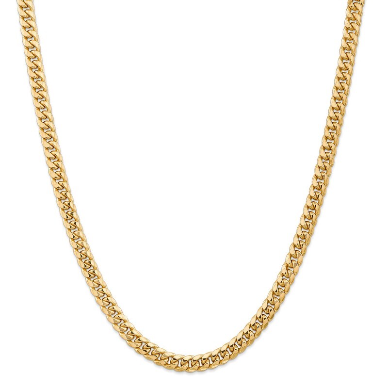 22 Inch 6.75mm Hollow Miami Cuban Chain 14k Gold BC155-22 - HomeBello