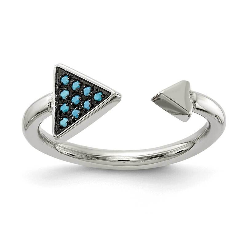 Reconstructed Turquoise Triangle Ring Stainless Steel Polished SR632-6 ...