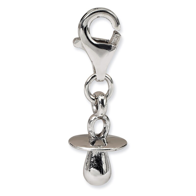 Baby Pacifier Click-on for Bead - Sterling Silver QRS578 - HomeBello