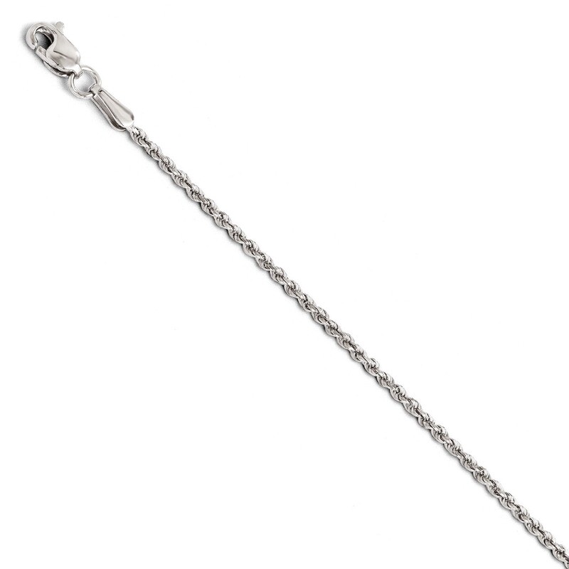 1.5mm Diamond Cut Rope Chain 10 Inch - 14k White Gold - HomeBello