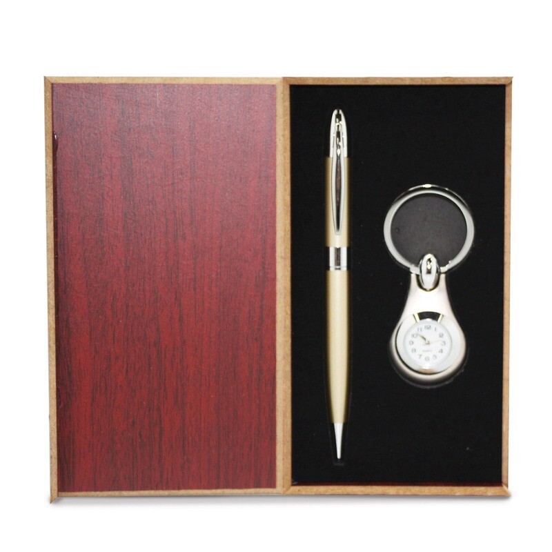 Silver-tone Engravable Watch Key Ring and Pen Gift Set - HomeBello