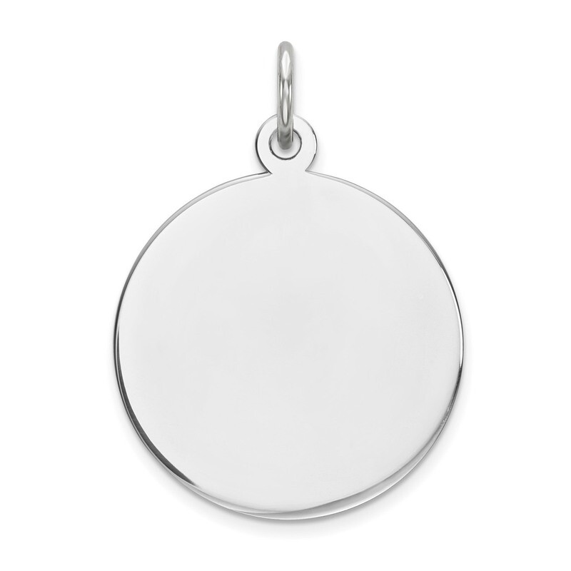 Engravable Round Polished Front Back Disc Charm Sterling Silver QM371 ...