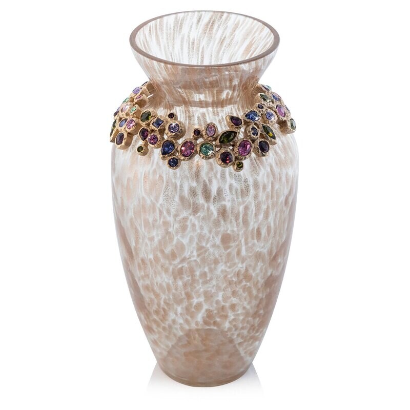 Jay Strongwater Norah Bejeweled Vase Peacock SDH2562-208 - HomeBello