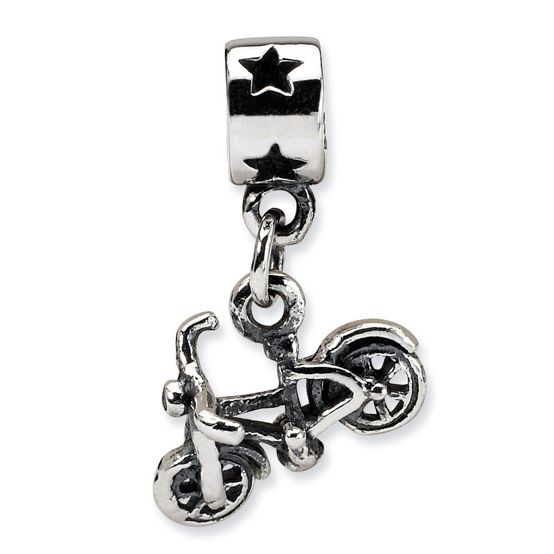 Bicycle Dangle Bead - Sterling Silver QRS1425 - HomeBello