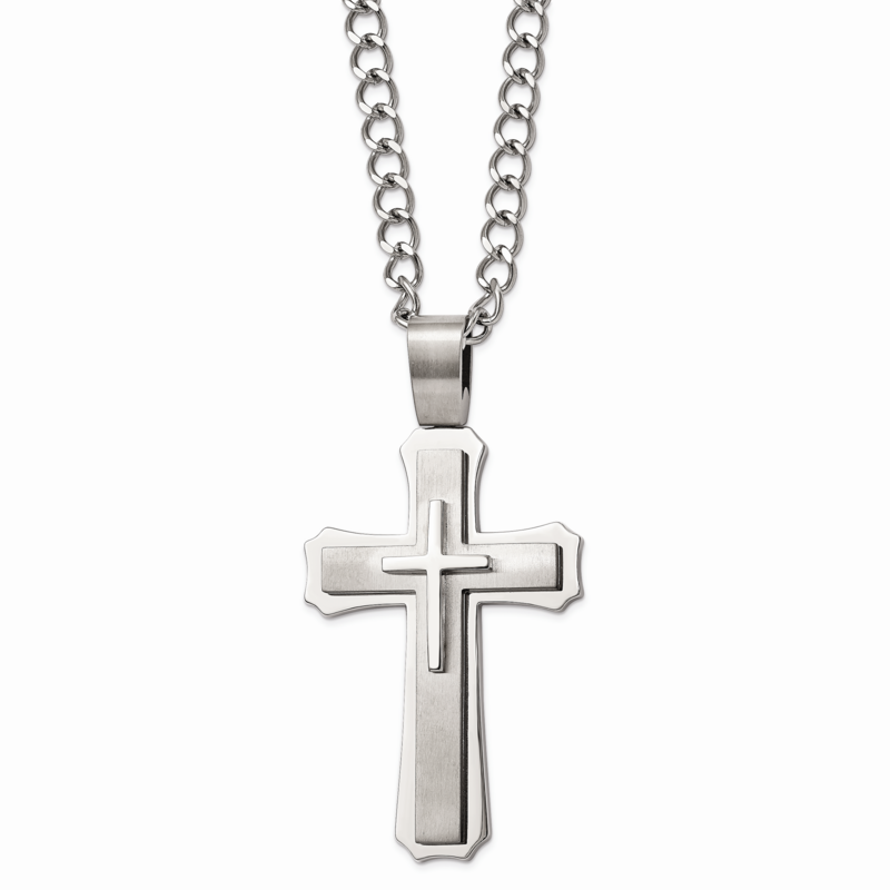 Cross Pendant 24 Inch Necklace Stainless Steel SRN307-24 by Chisel ...