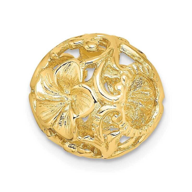 Cut-Out Flower Barrel Slide Charm 14k Gold 3-D D4248 - HomeBello