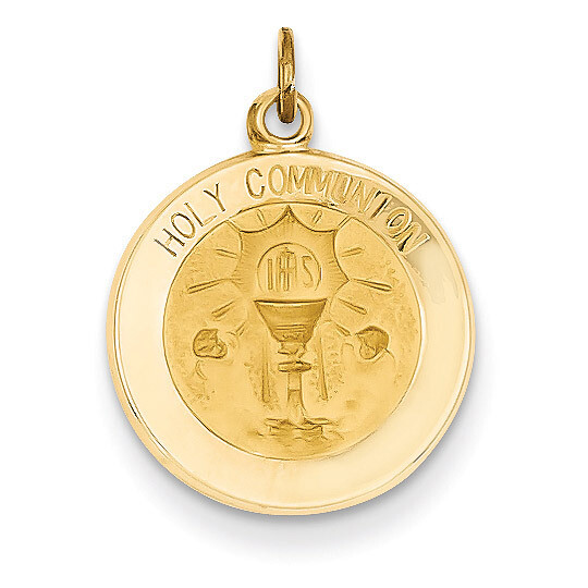 Holy Communion Medal Pendant 14k Gold Polished and Satin XR1390 - HomeBello