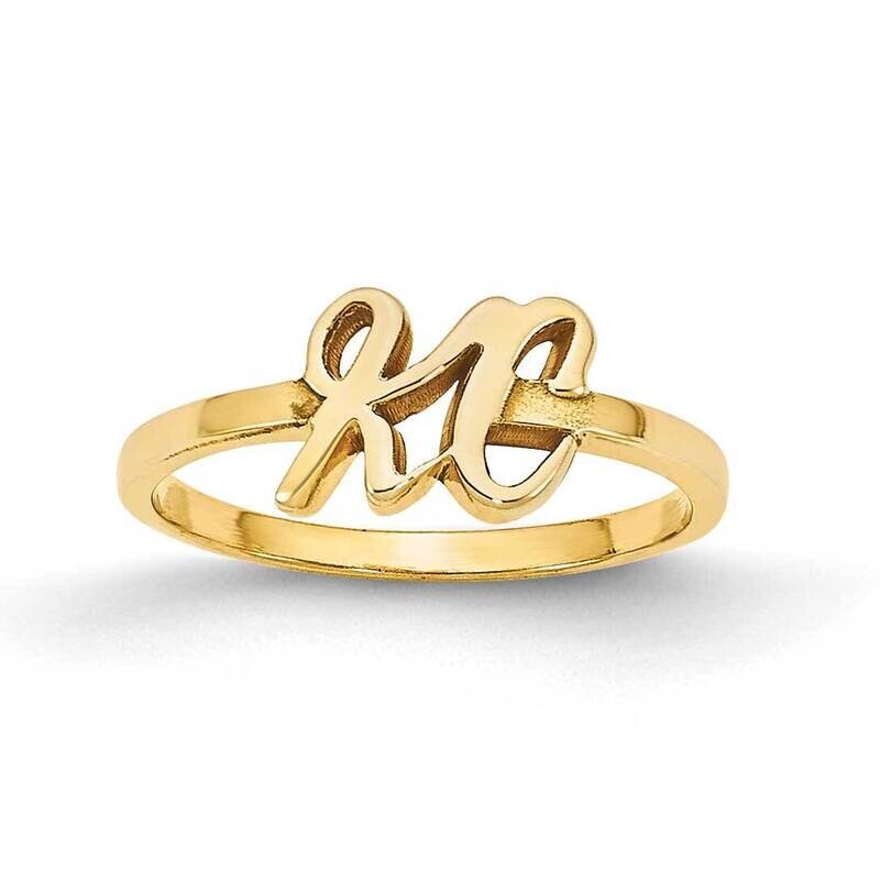 Initial Script or Block Font Ring 10k Gold Laser Polished 10XNR75Y ...