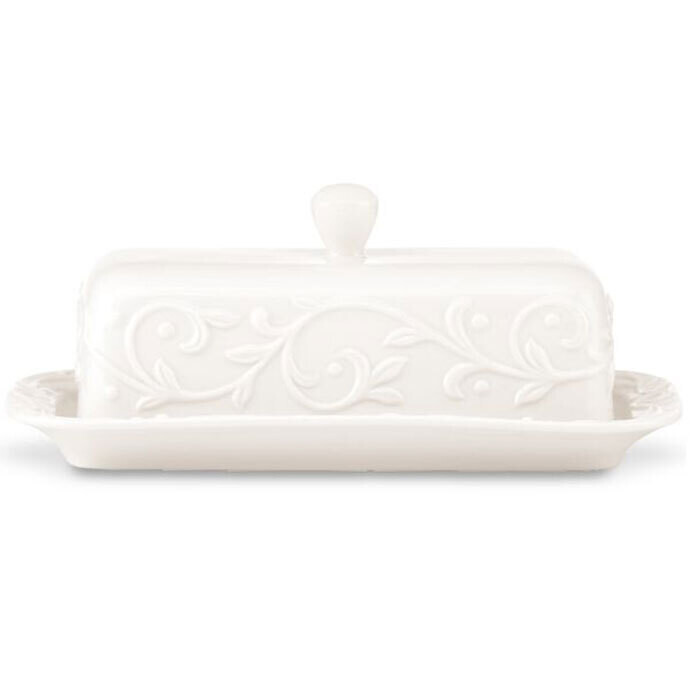 Lenox Opal Innocence Carved Covered Butter 826012 - HomeBello