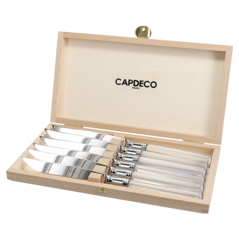 Capdeco Doric Clear Set of 6 Steak Knives DOR45-6KS - HomeBello
