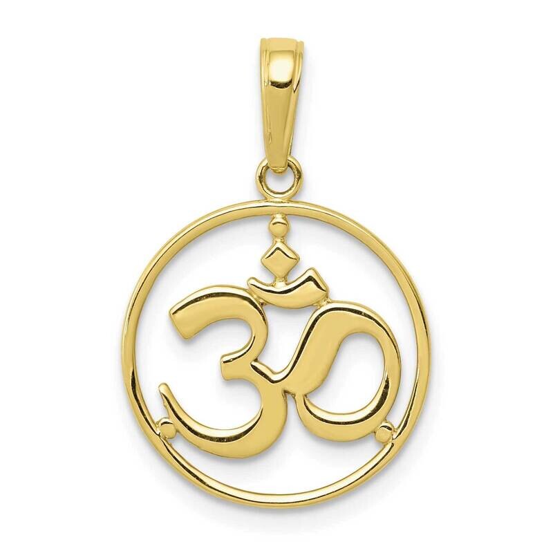 Cut-Out Round Frame Yoga Om Symbol Pendant 10k Gold 10D4264 - HomeBello
