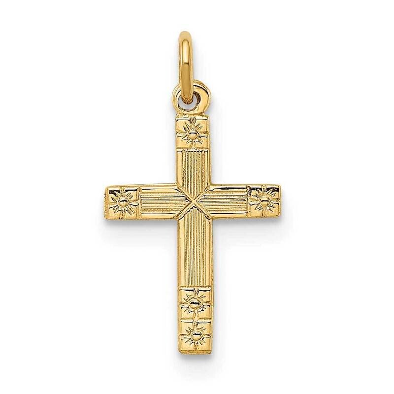 Textured Solid Cross Pendant 14k Gold Polished XR1920 - HomeBello