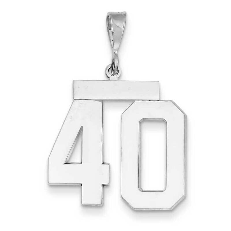 Large Polished Number 40 Charm 10k White Gold 10WLP40 - HomeBello