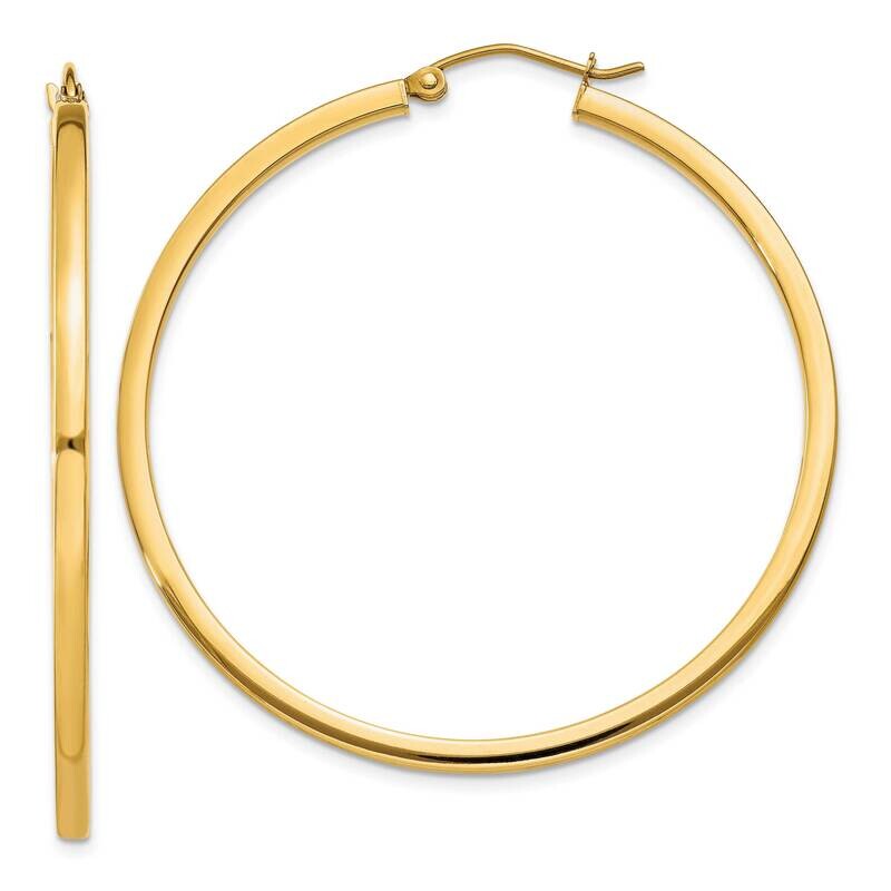 2mm Square Tube Hoop Earrings 10k Gold 10T1072 - HomeBello