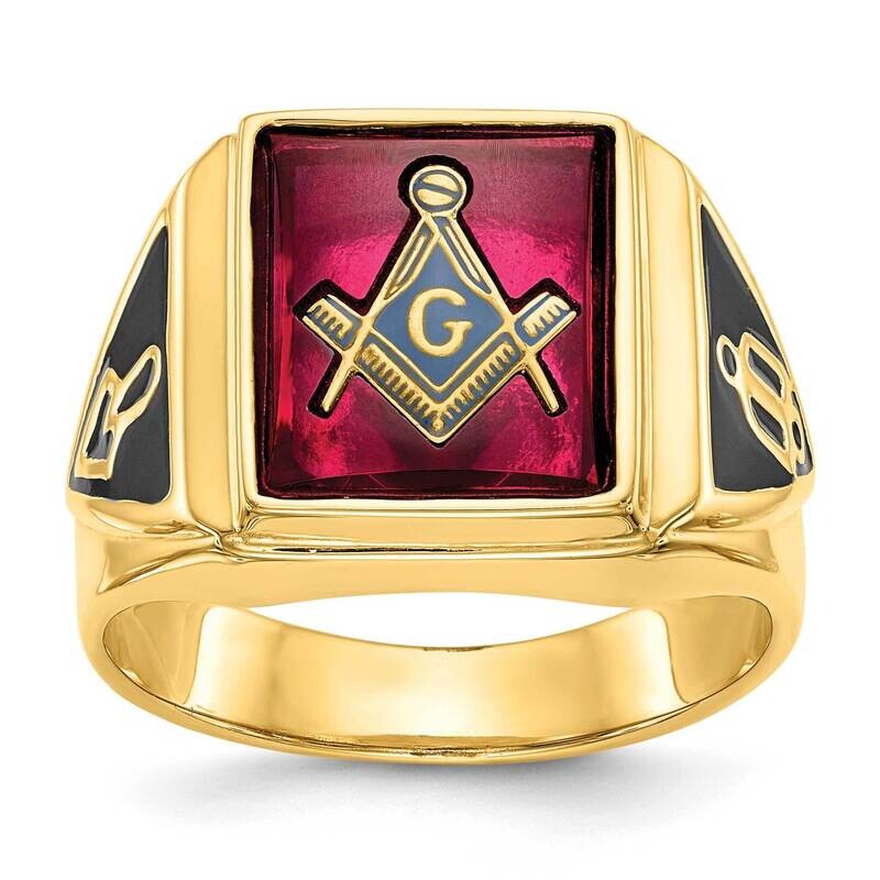Men's Polished Textured Masonic Ring Mounting 10k Gold 10Y1576 - HomeBello