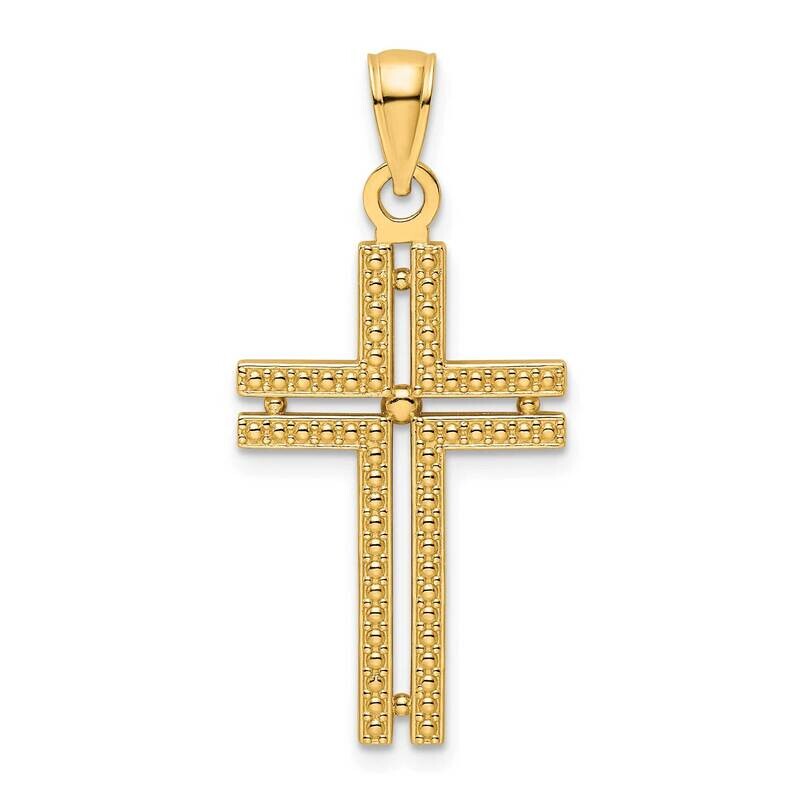 Beaded Cross Pendant 14k Gold K9833 - HomeBello