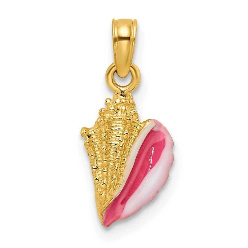 Textured Enamel Conch Shell Pendant 14k Gold K7093 - HomeBello