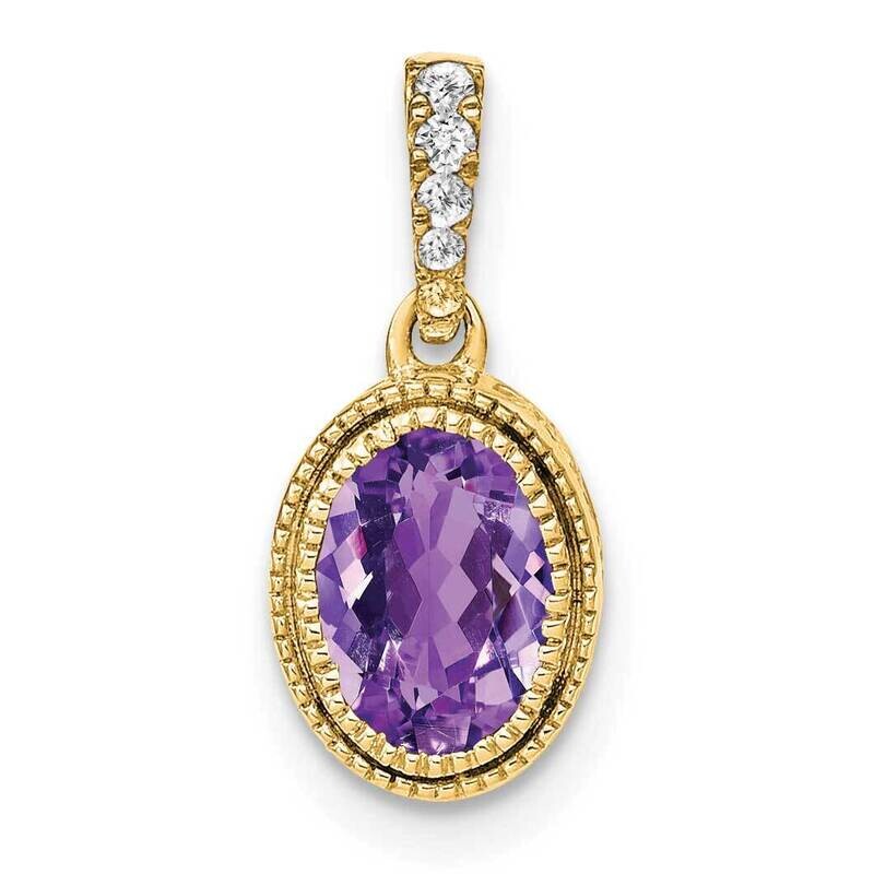 Oval Amethyst Diamond Pendant 14k Gold PM7093-AM-020-YA - HomeBello