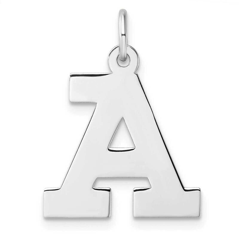 Large Block Letter A Initial Charm Sterling Silver Rhodium-Plated ...
