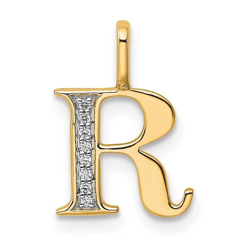 Diamond Letter R Initial Pendant 10k Gold PM8365R-002-1YA - HomeBello