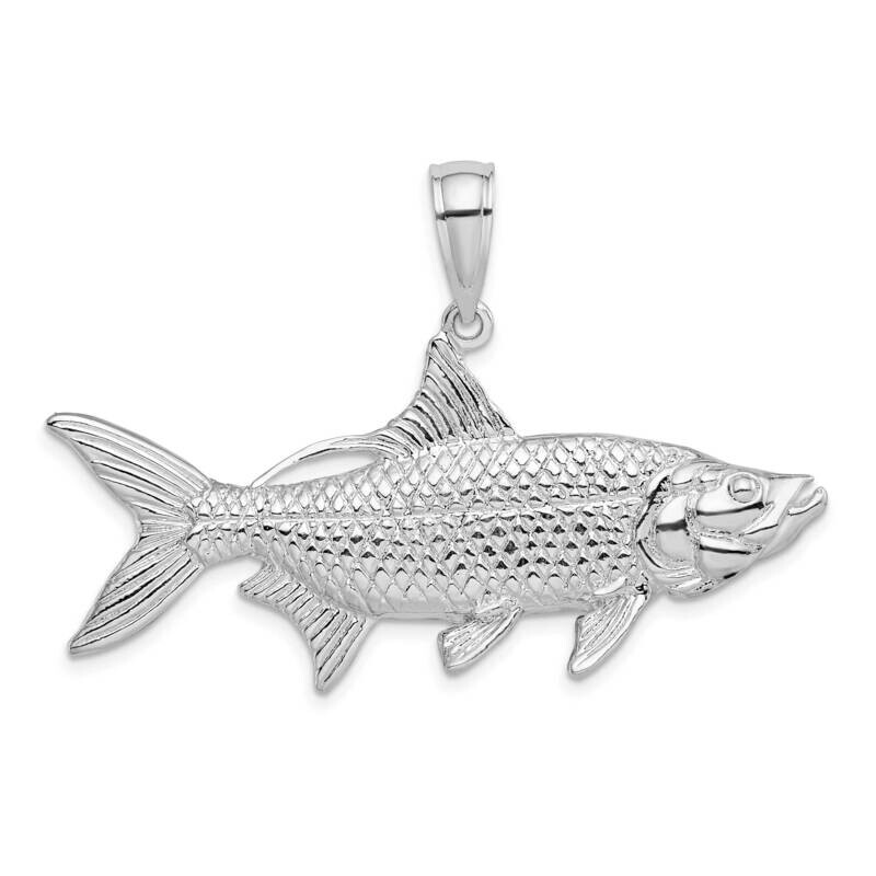 3D Oxeye Tarpon Fish Pendant Sterling Silver Polished QC10178 - HomeBello
