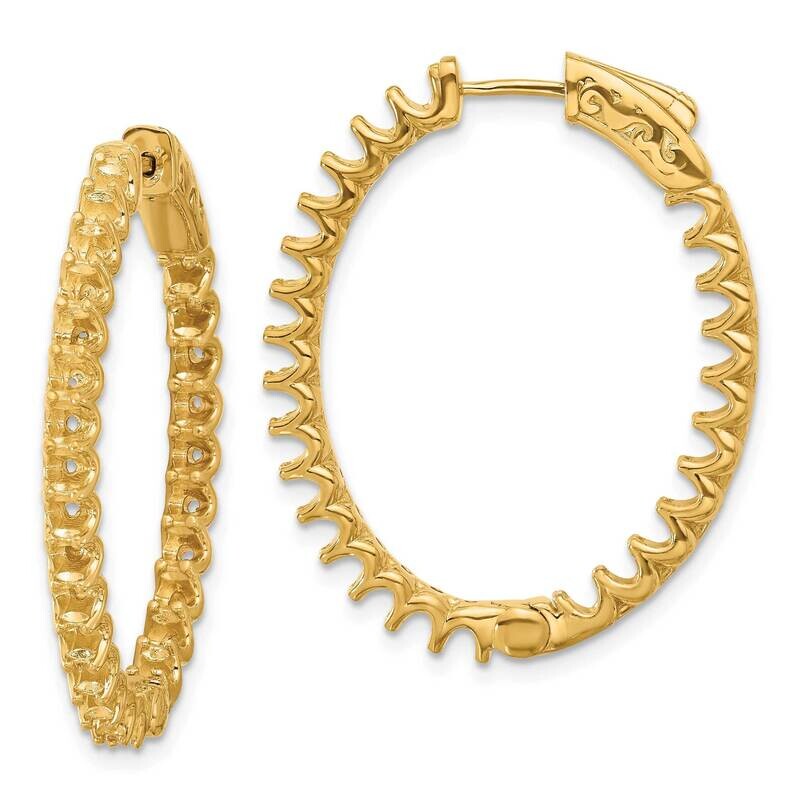 3.1Ct 52-2.5mm In Out Oval Hoop Safety Clasp Earring Mountings 14k Gold ...