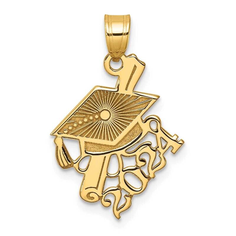 Graduation Cap Slanted Diploma 2024 Charm 14k Gold YC1548 - HomeBello