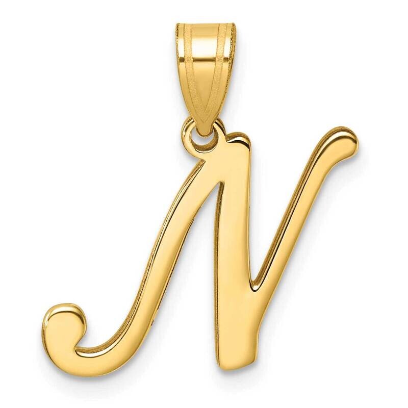 Script Letter N Initial Pendant 14k Gold YC1540N - HomeBello