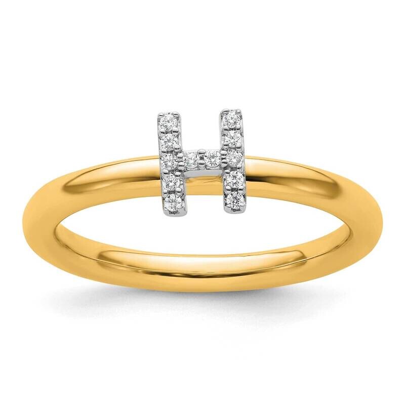Stackable Diamond Initial H Ring 14k Gold SK2112HY - HomeBello