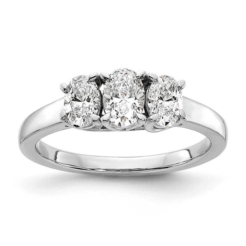 1Ctw Vs/Si D E F True Origin Diamond 3 Stone Oval Ring 14k White Gold ...