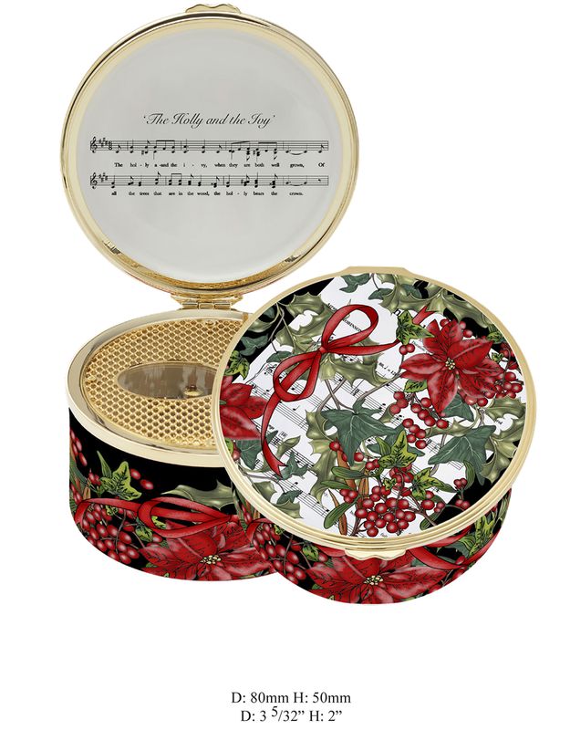 Halcyon Days Holly & The Ivy Musical Enamel Box ENHAI0151MG - HomeBello