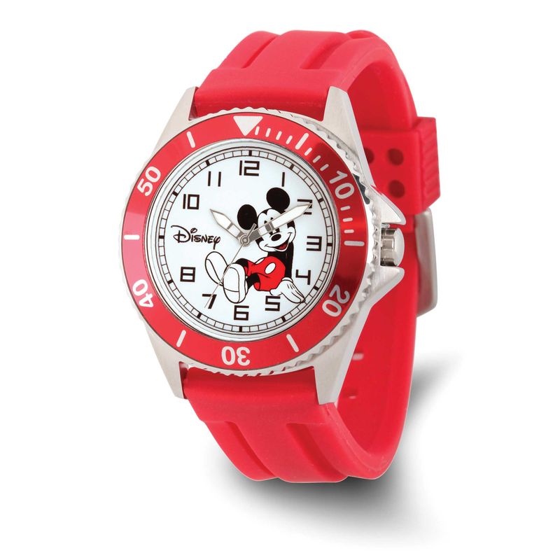 Disney Adult Size Mickey Mouse Red Silicone Band Watch XWA6725 - HomeBello