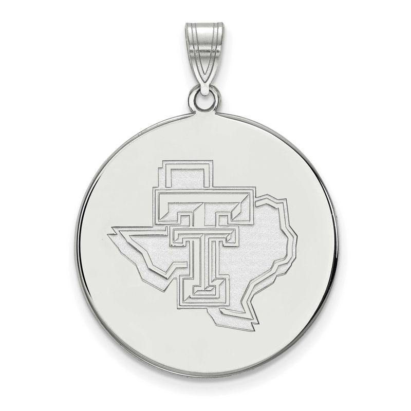 Texas Tech University State Outline Extra Large Disc Pendant 14k White ...