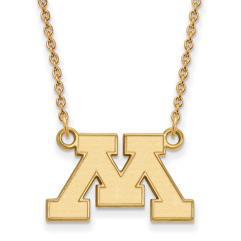 University of Minnesota Letter M Small Pendant 18 Inch Necklace 14k ...