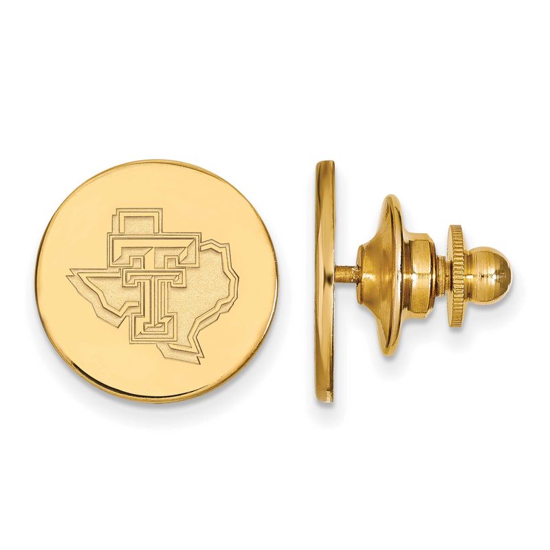 Texas Tech University State Outline Lapel Pin 14k Gold 4Y051TXT - HomeBello