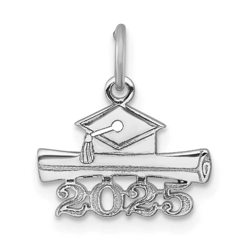 2025 Graduation Cap and Diploma Charm 14k White Gold YC1550W-25 - HomeBello