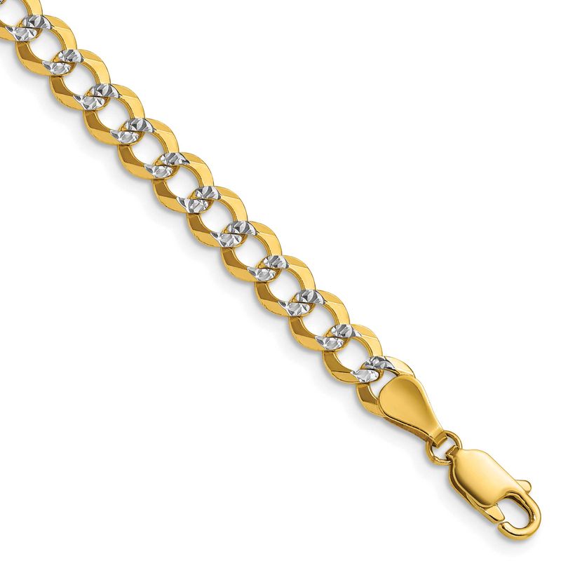 5.9mm Lightweight Pavc Flat Cuban Chain 16 Inch 14k Gold PCB150-16 ...