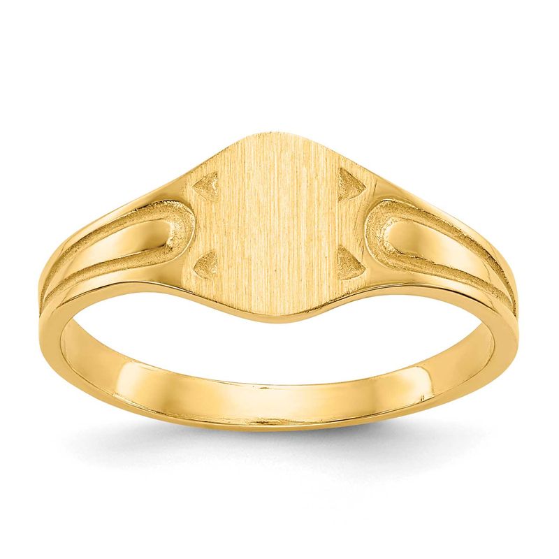 6.5x4.0mm Closed Back Children's Signet Ring 14k Gold CH208 - HomeBello