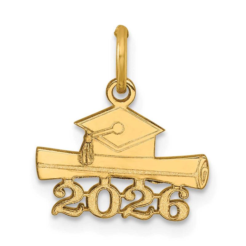 2026 Graduation Cap and Diploma Charm 14k Gold YC1550-26 - HomeBello