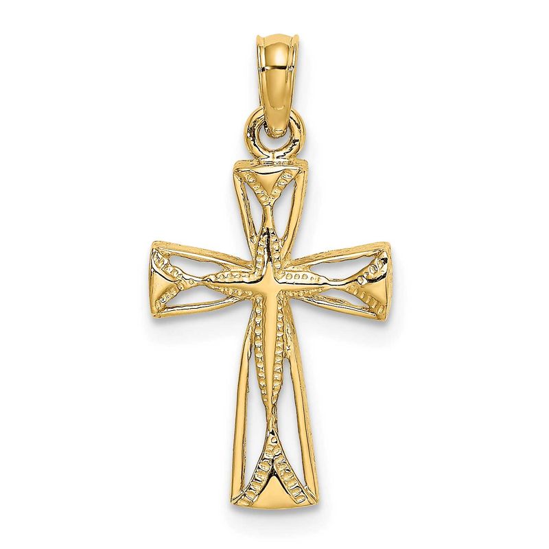 Cut-Out Cross with Triangle Ends Charm 14k Gold K8455 - HomeBello
