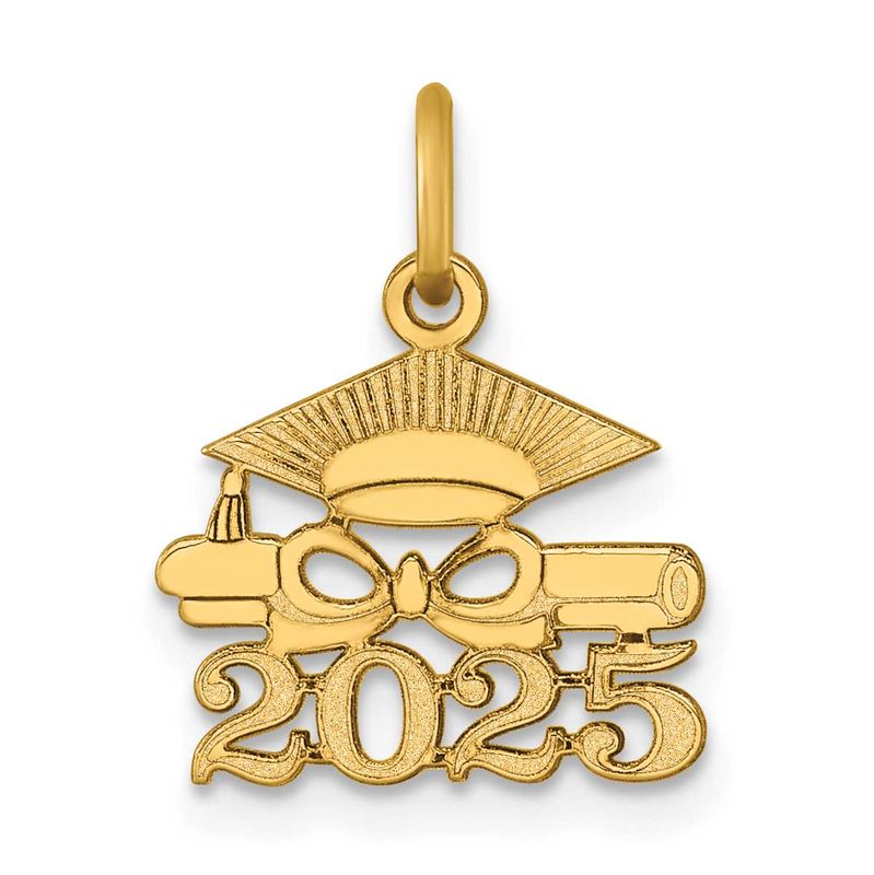 Graduation Cap and Diploma 2025 Charm 14k Gold YC1551-25 - HomeBello