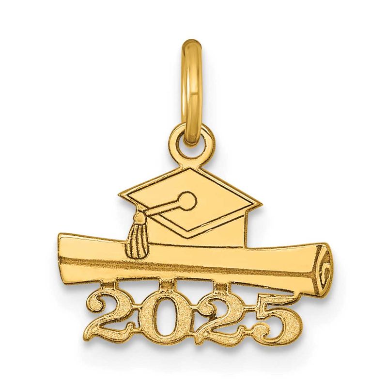 2025 Graduation Cap and Diploma Charm 14k Gold YC1550-25 - HomeBello