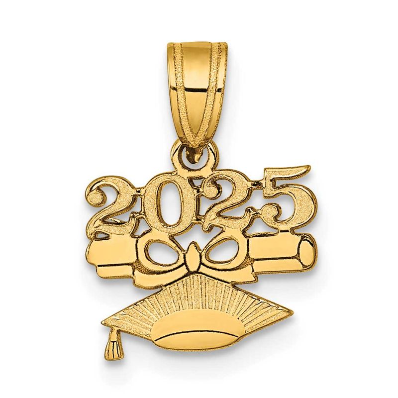 Graduation Cap and Diploma 2025 Charm 14k Gold YC1549-25 - HomeBello