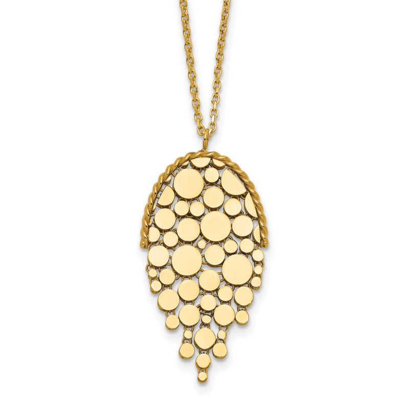 Fancy with 2 Inch Extender Necklace 14k Gold Polished LF1938-17 - HomeBello