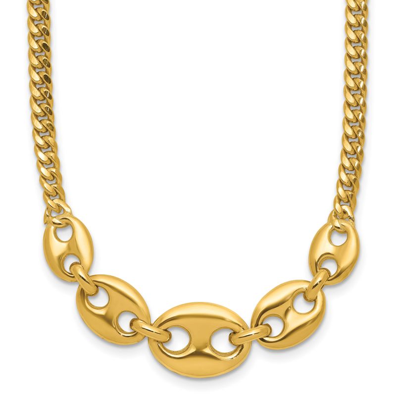 Fancy Curb Link Necklace 14k Gold Polished LF2058-18 - HomeBello